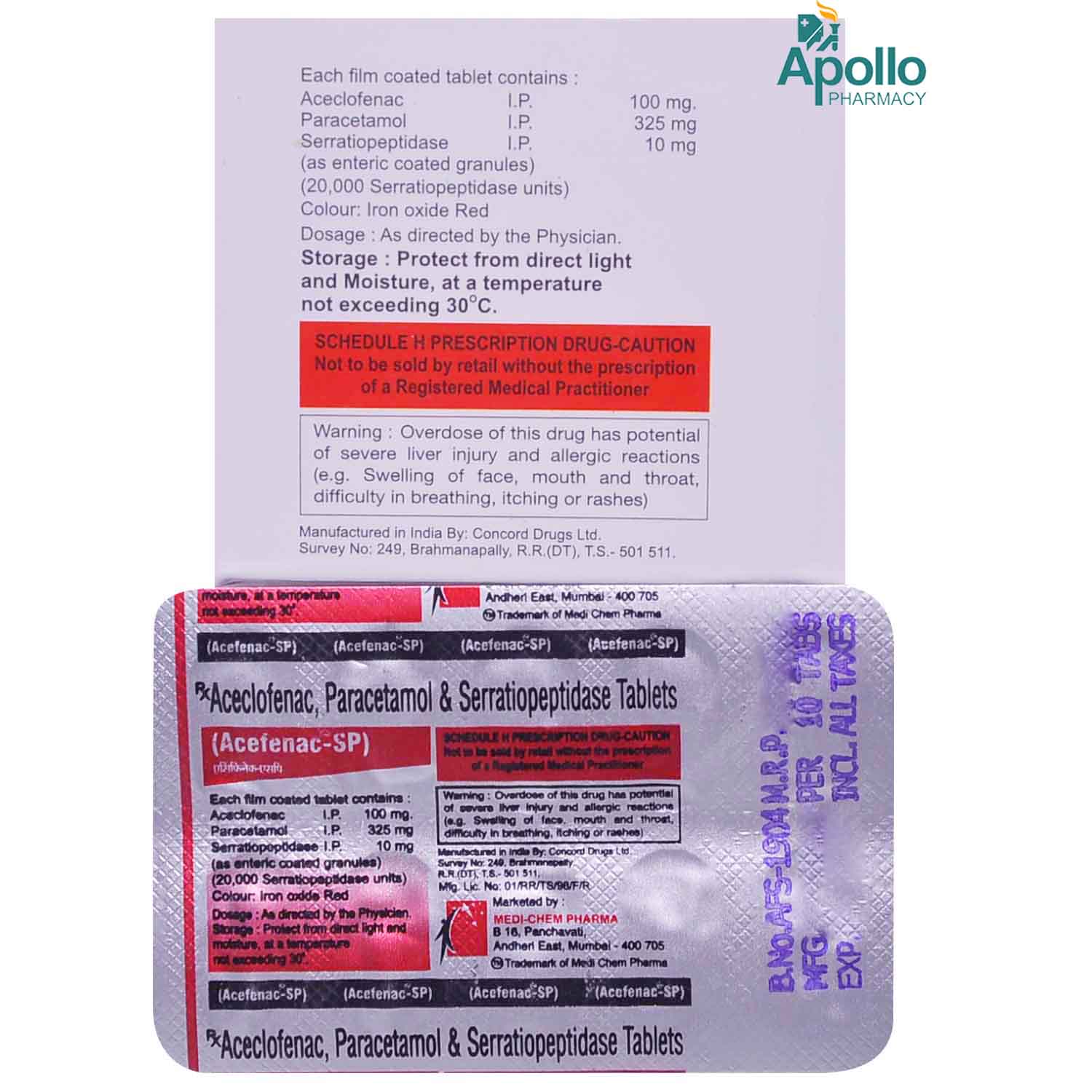 Acefenac SP Tablet 10's Price, Uses, Side Effects, Composition - Apollo ...