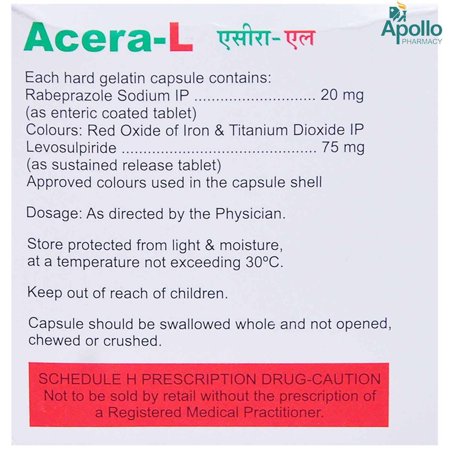 Acera L Capsule 10's Price, Uses, Side Effects, Composition - Apollo ...