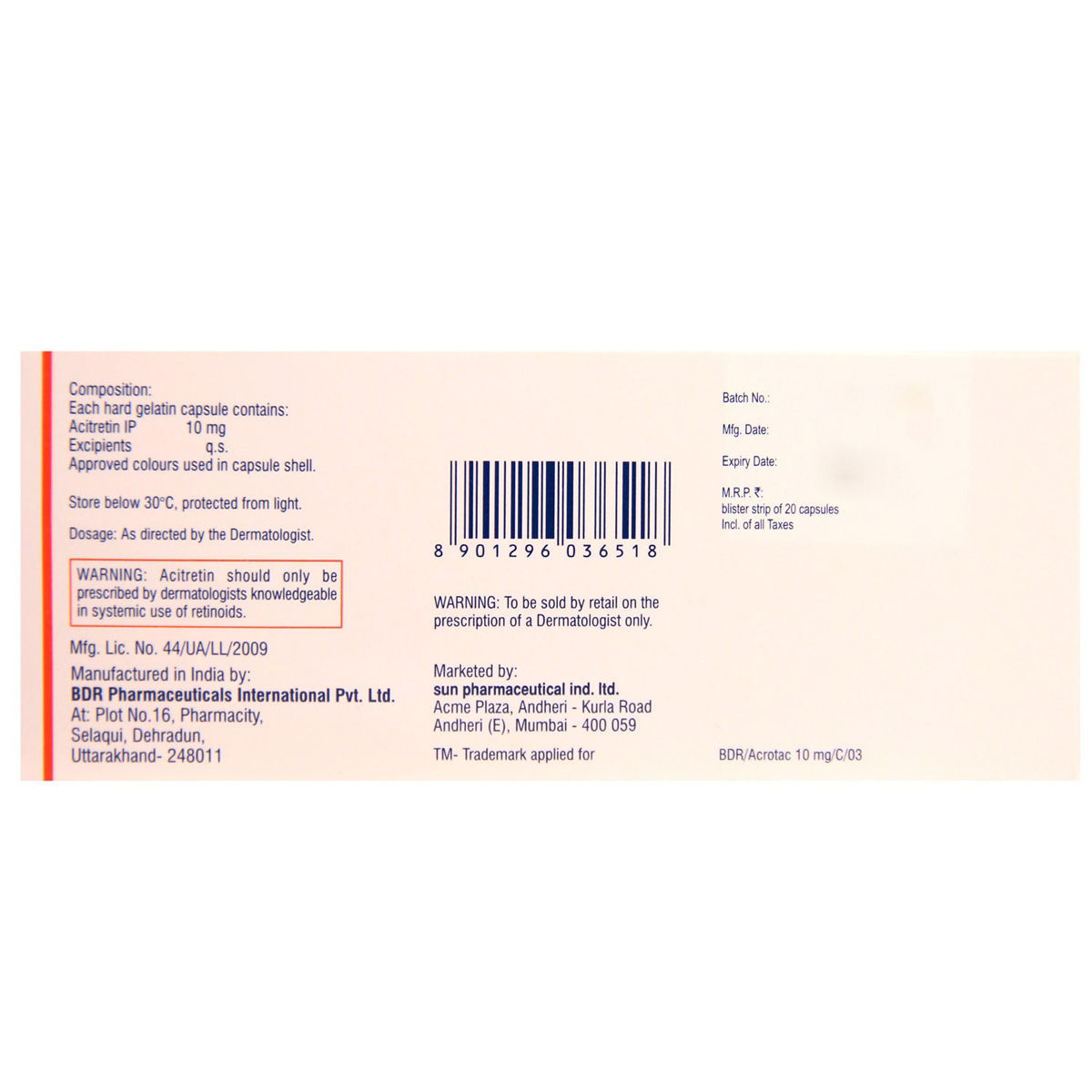 Acrotac 10 mg Capsule 20's Price, Uses, Side Effects, Composition ...