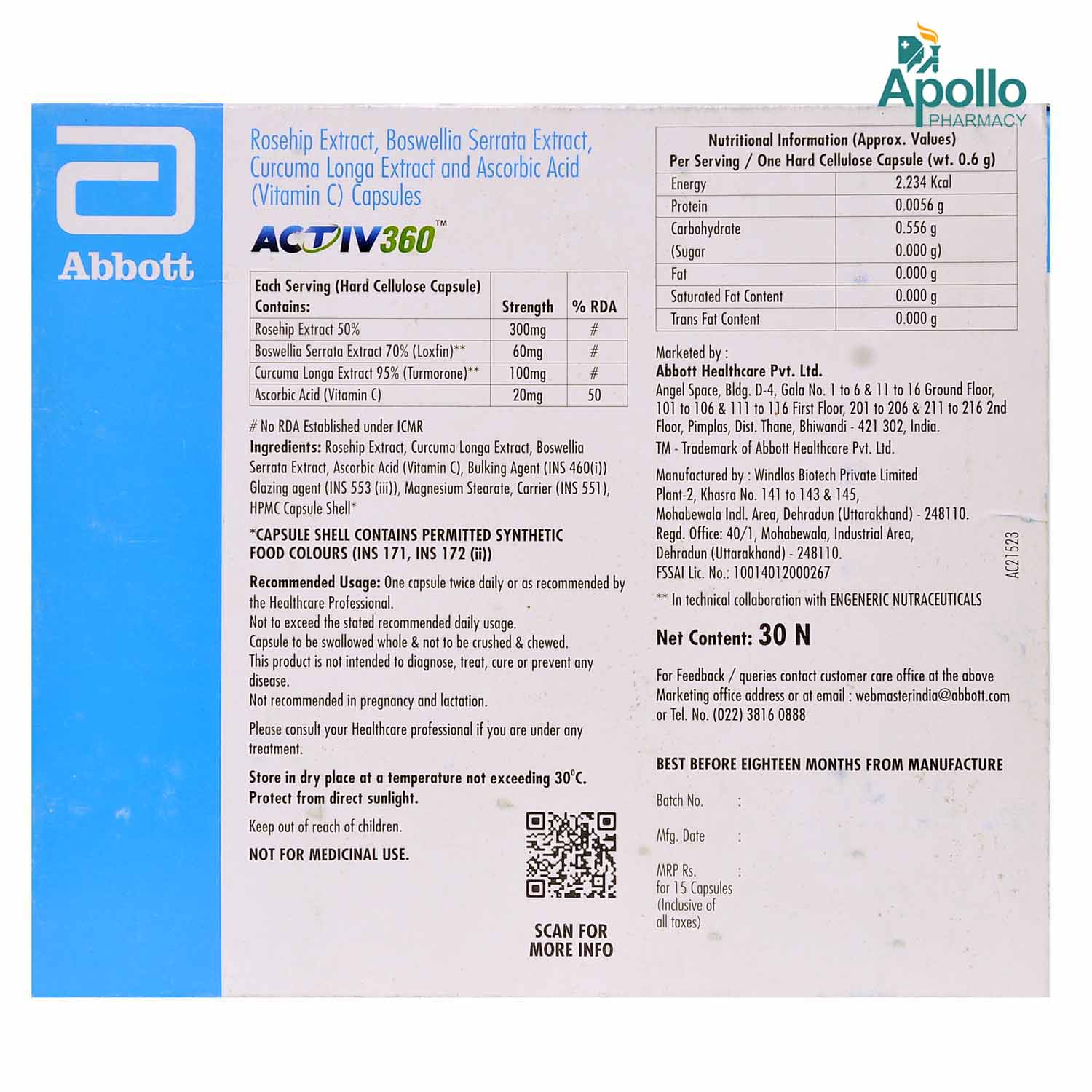 Activ 360 Capsule 15's Price, Uses, Side Effects, Composition - Apollo ...