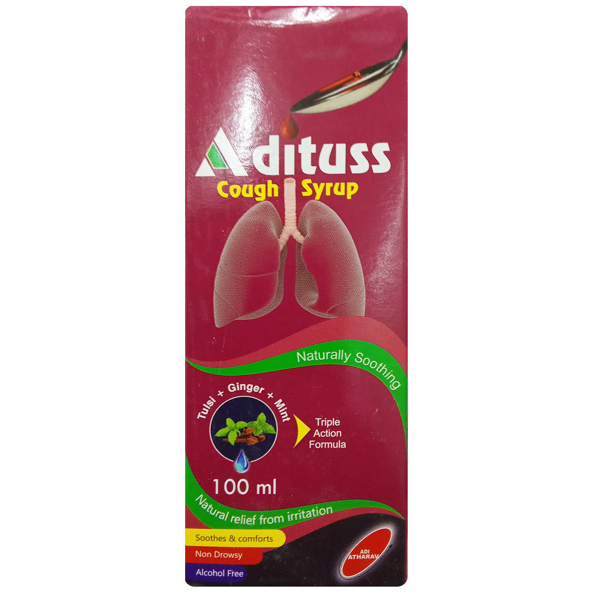 Adituss Tulsi+Ginger+Mint Cough Syrup 100 ml | Uses, Side Effects ...