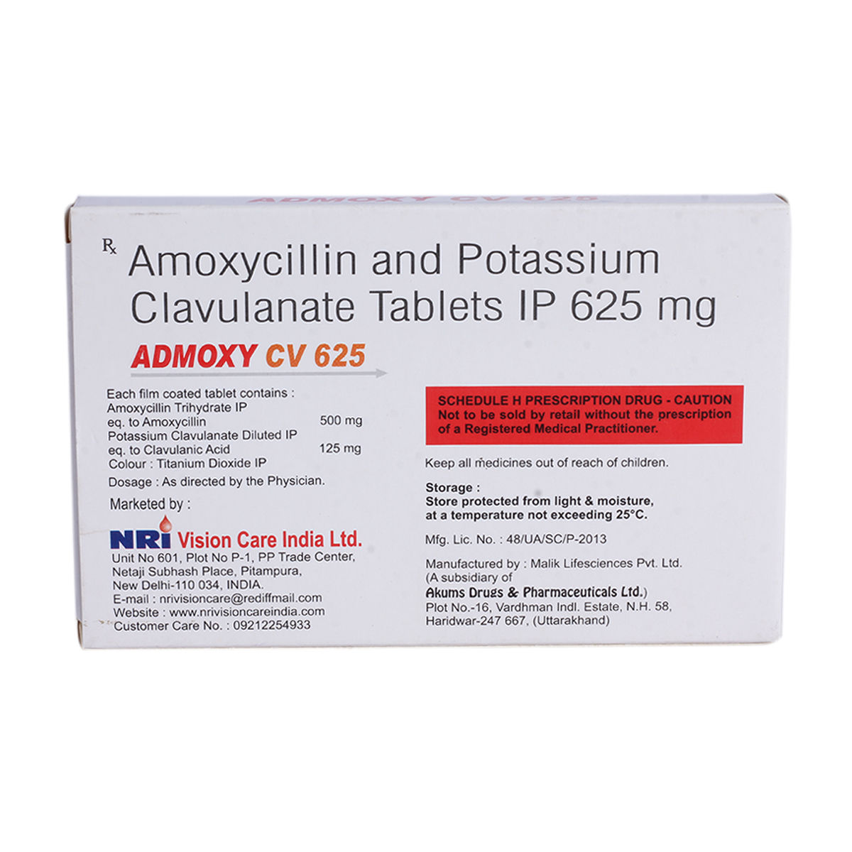 Admoxy Cv 625mg Tablet 10's Price, Uses, Side Effects, Composition ...