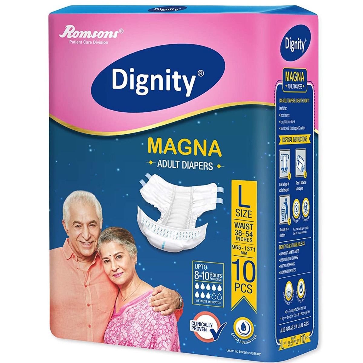 Dignity Magna Adult Diaper Pants Large, 10 Count Price, Uses, Side ...