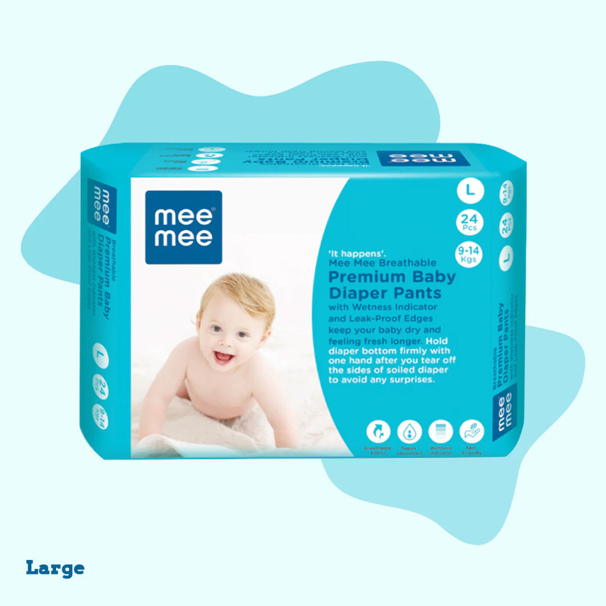 Mee Mee Breathable Premium Baby Diaper Pants Large, 24 Count Price ...
