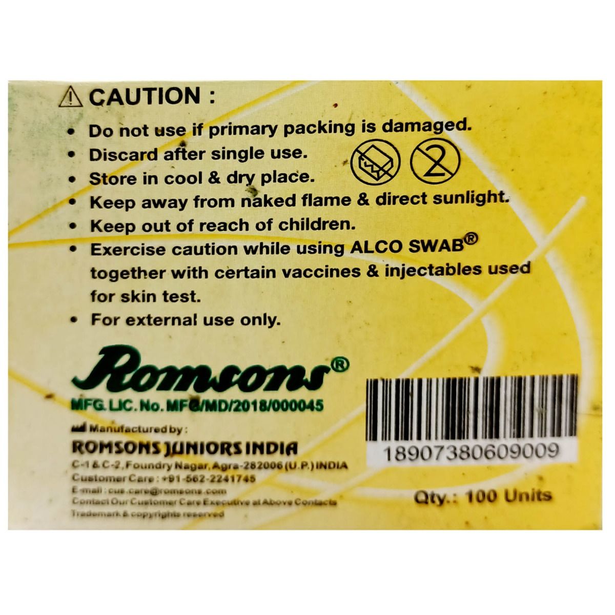 Romsons Alco Swab Price, Uses, Side Effects, Composition - Apollo Pharmacy