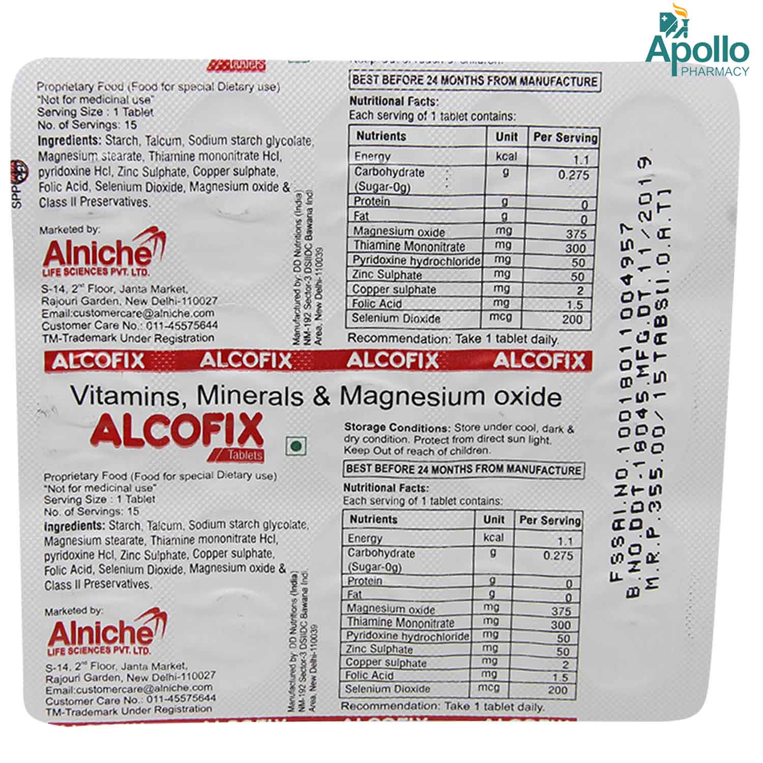 Alcofix Tablet 15's Price, Uses, Side Effects, Composition - Apollo ...