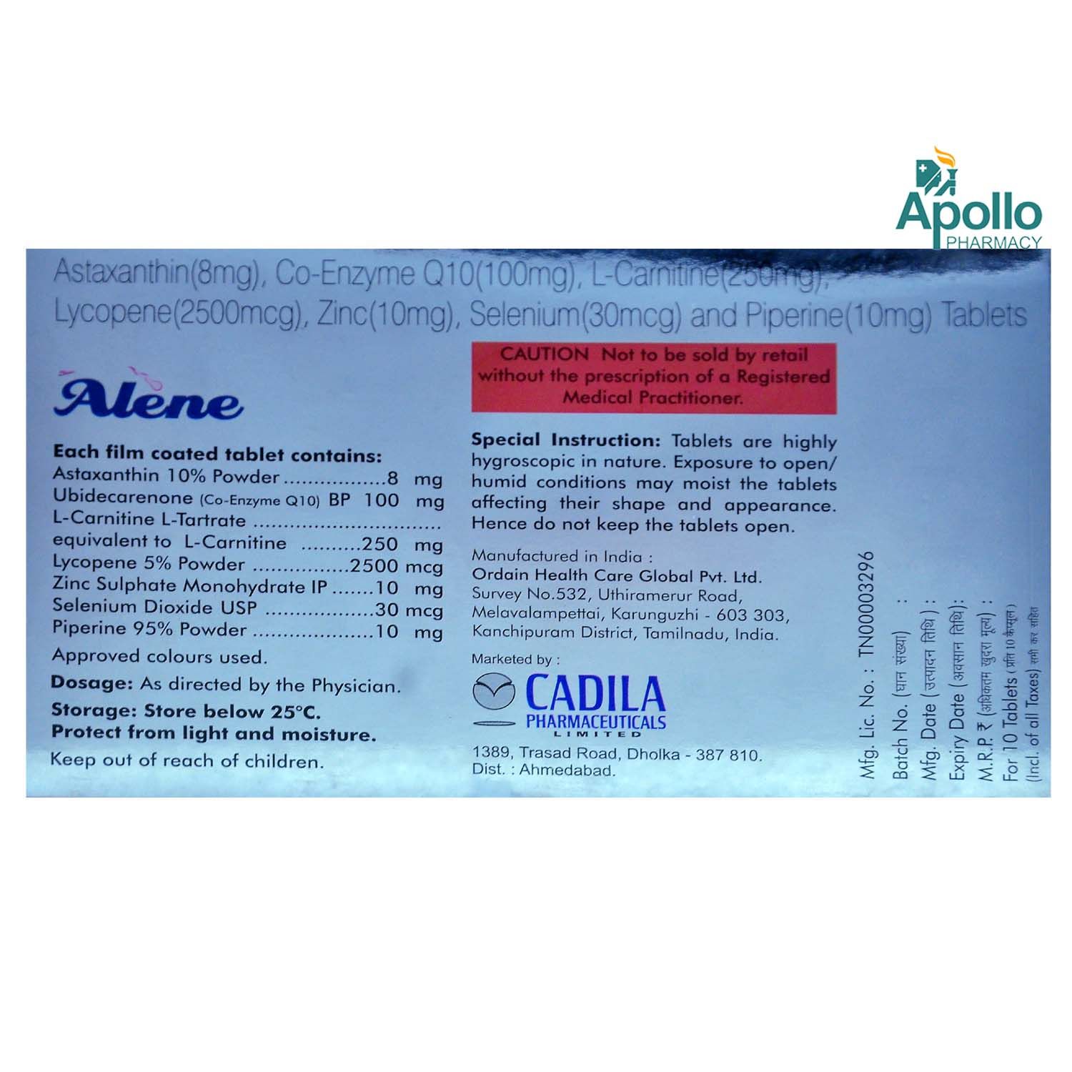 Alene 16mg+200mg Tablet 10's Price, Uses, Side Effects, Composition ...