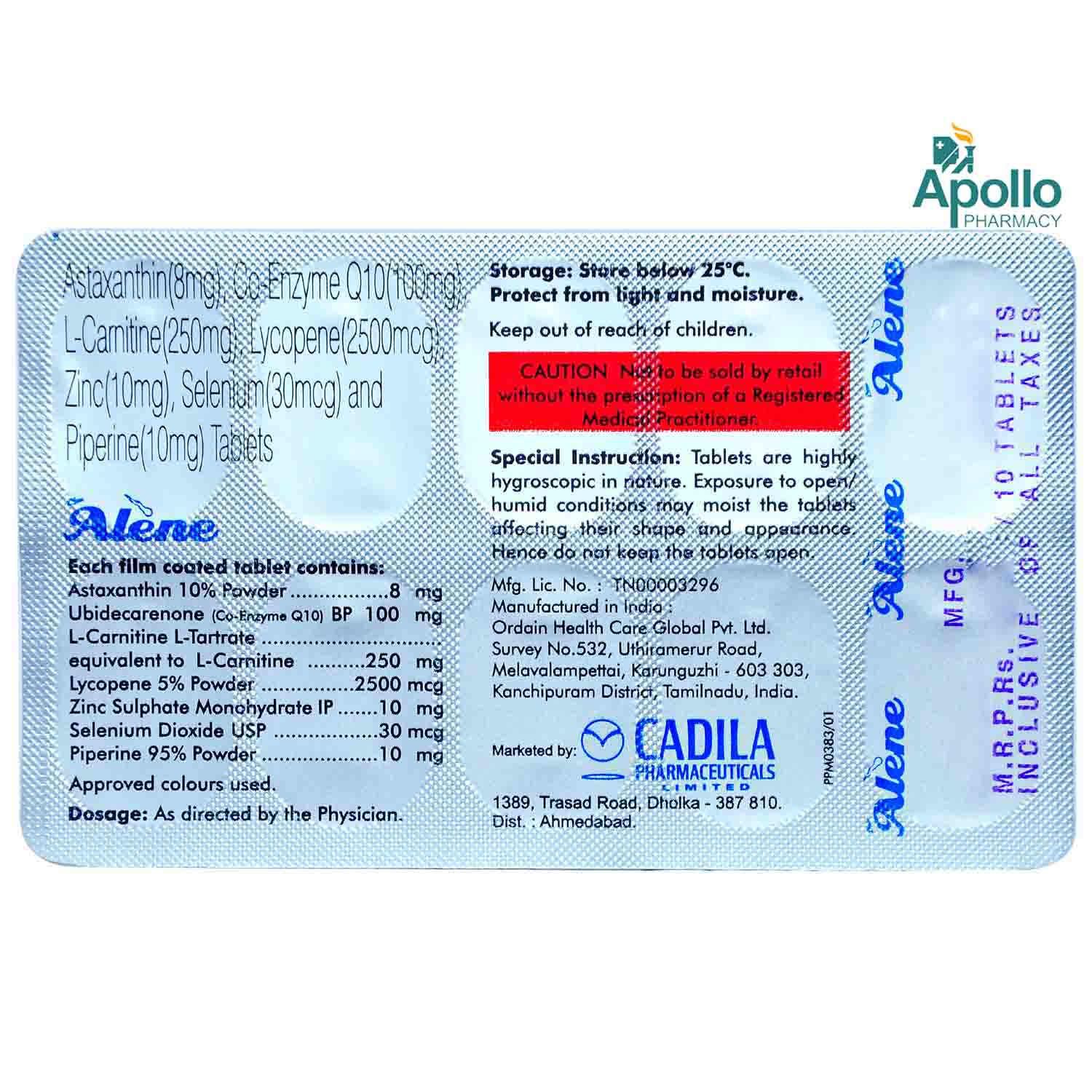 Alene 16mg+200mg Tablet 10's Price, Uses, Side Effects, Composition ...