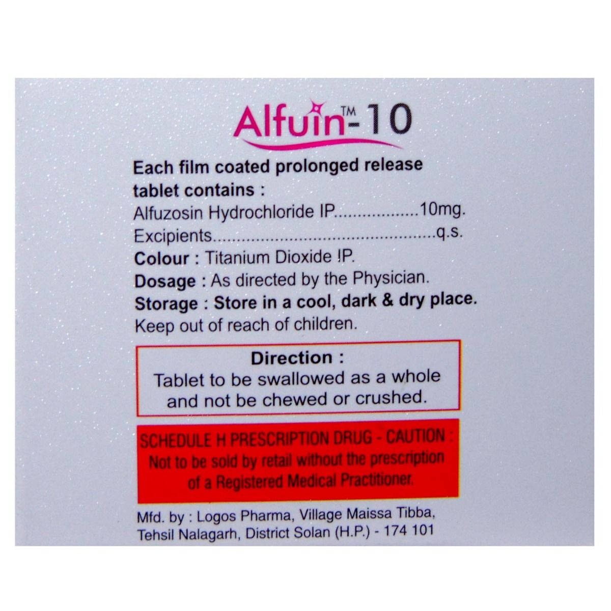 Alfuin-10 Tablet | Uses, Side Effects, Price | Apollo Pharmacy