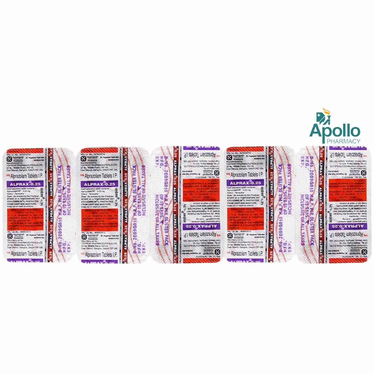 Alprax 0.25 Tablet | Uses, Side Effects, Price | Apollo Pharmacy