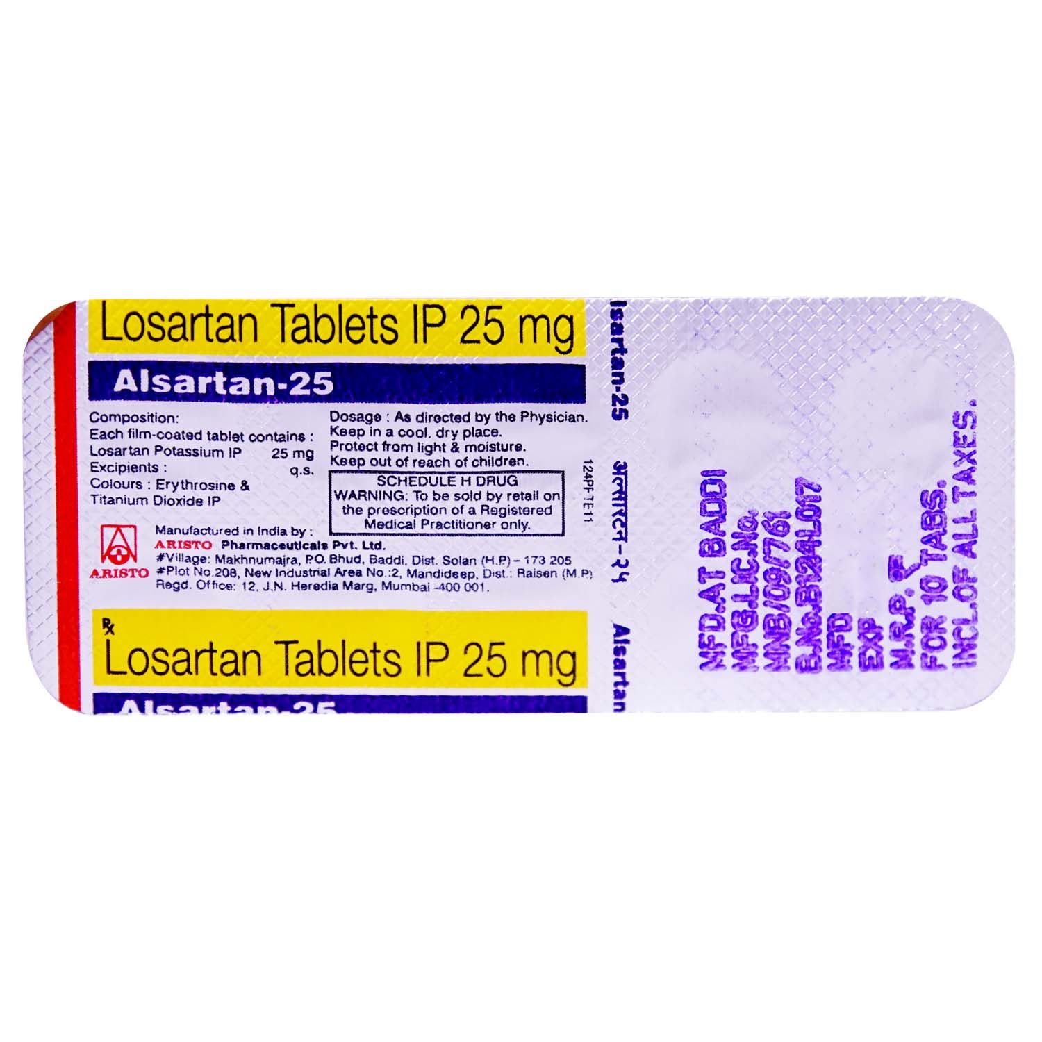 Alsartan 25 mg Tablet 10's Price, Uses, Side Effects, Composition ...
