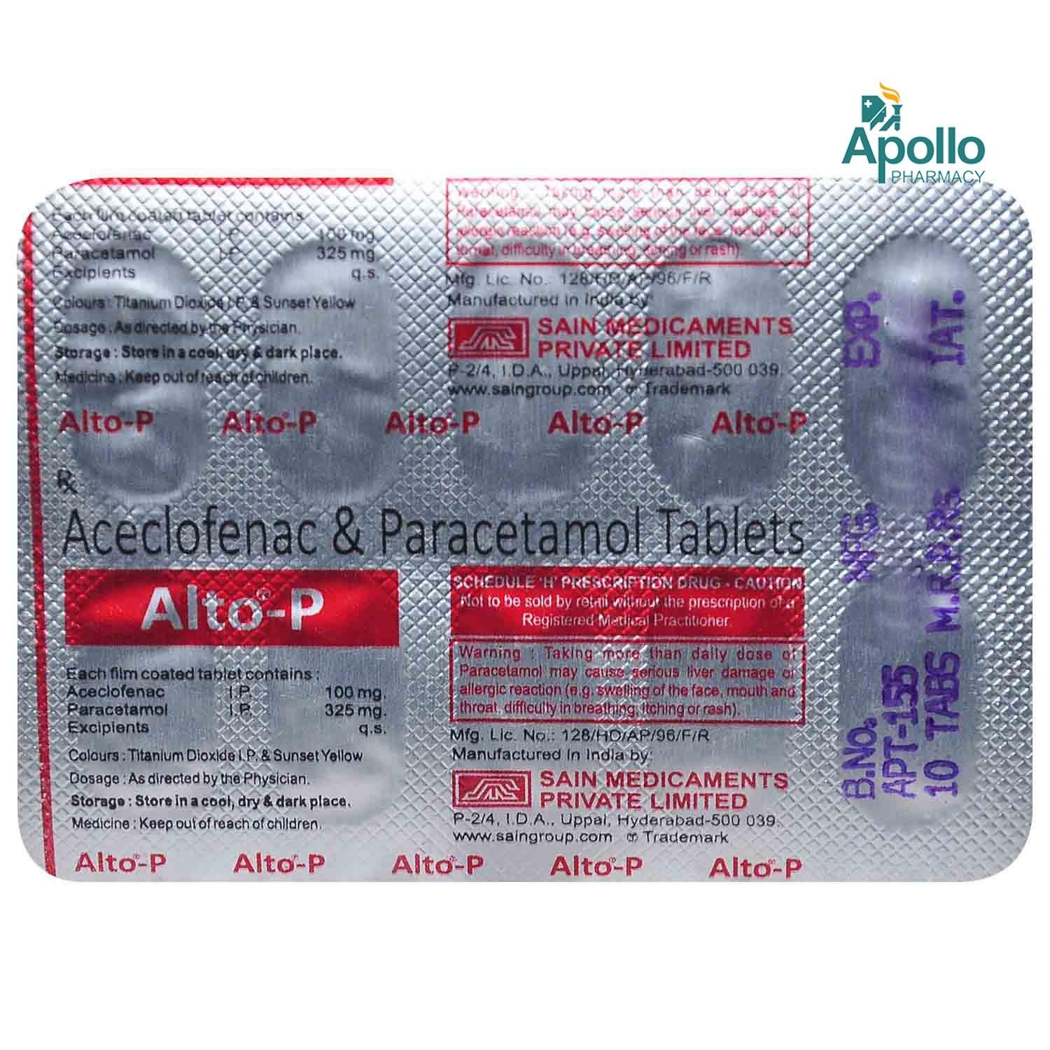 Alto-P Tablet 10's Price, Uses, Side Effects, Composition - Apollo Pharmacy