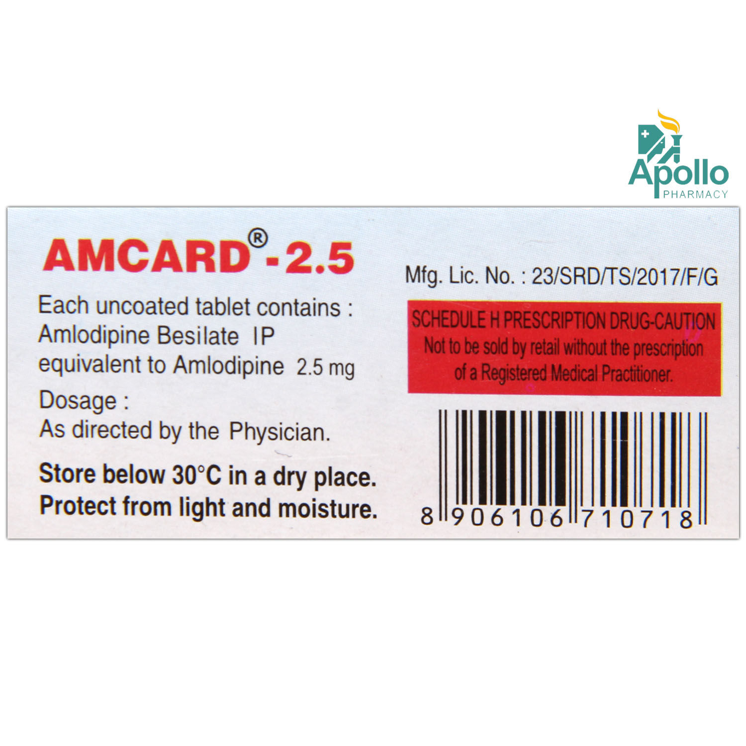 Amcard-2.5 Tablet 10's Price, Uses, Side Effects, Composition - Apollo ...