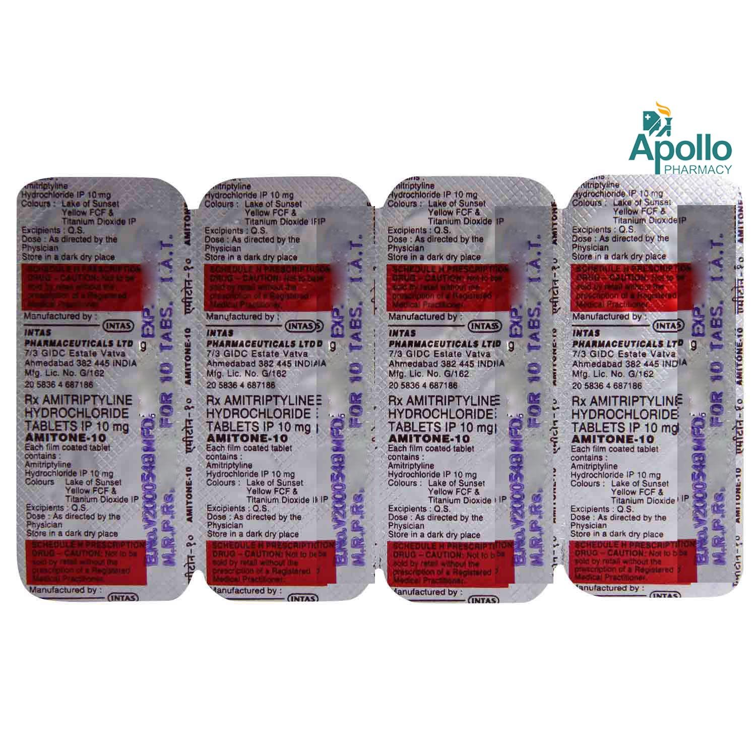Amitone-10 Tablet 10's Price, Uses, Side Effects, Composition - Apollo ...