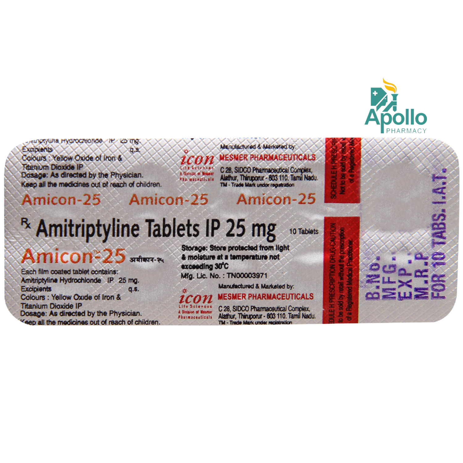 Amicon-25 Tablet 10's Price, Uses, Side Effects, Composition - Apollo ...