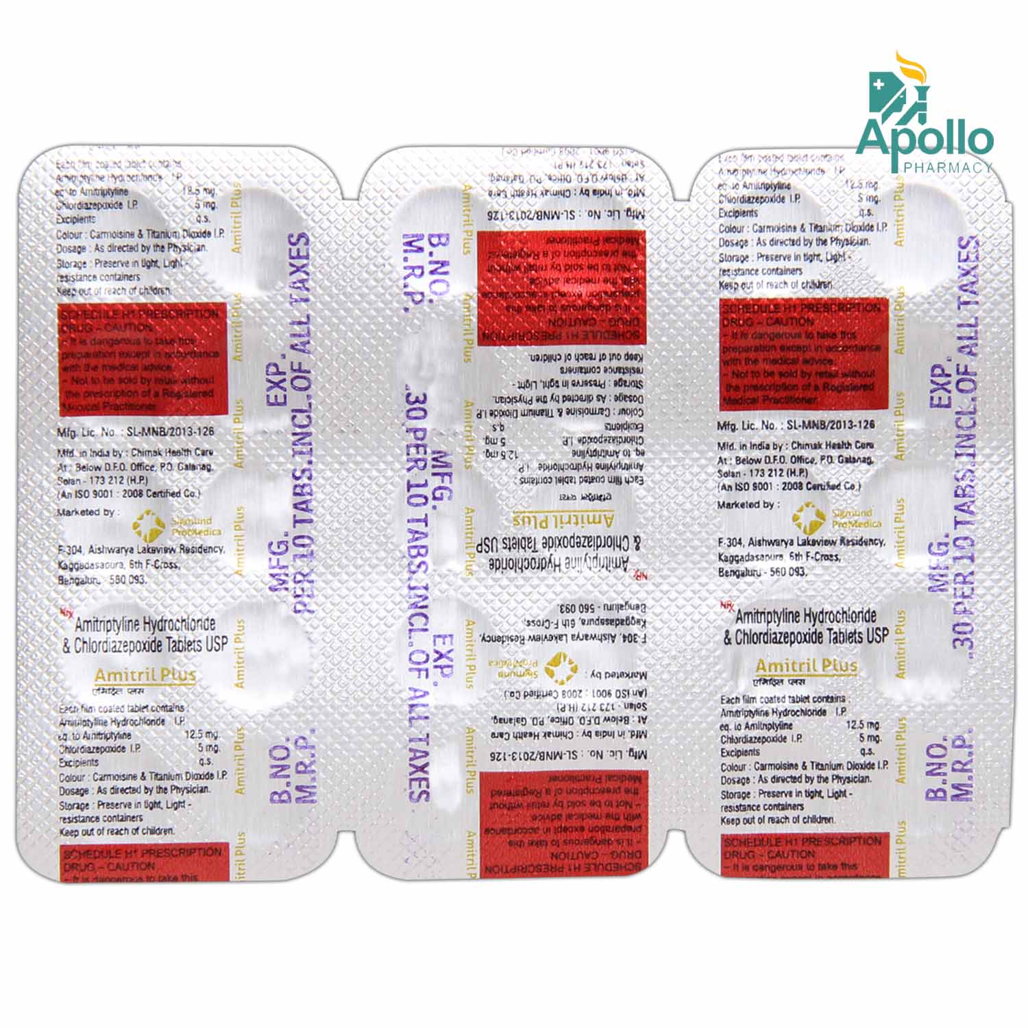 Amitril Plus Tablet 10's Price, Uses, Side Effects, Composition ...