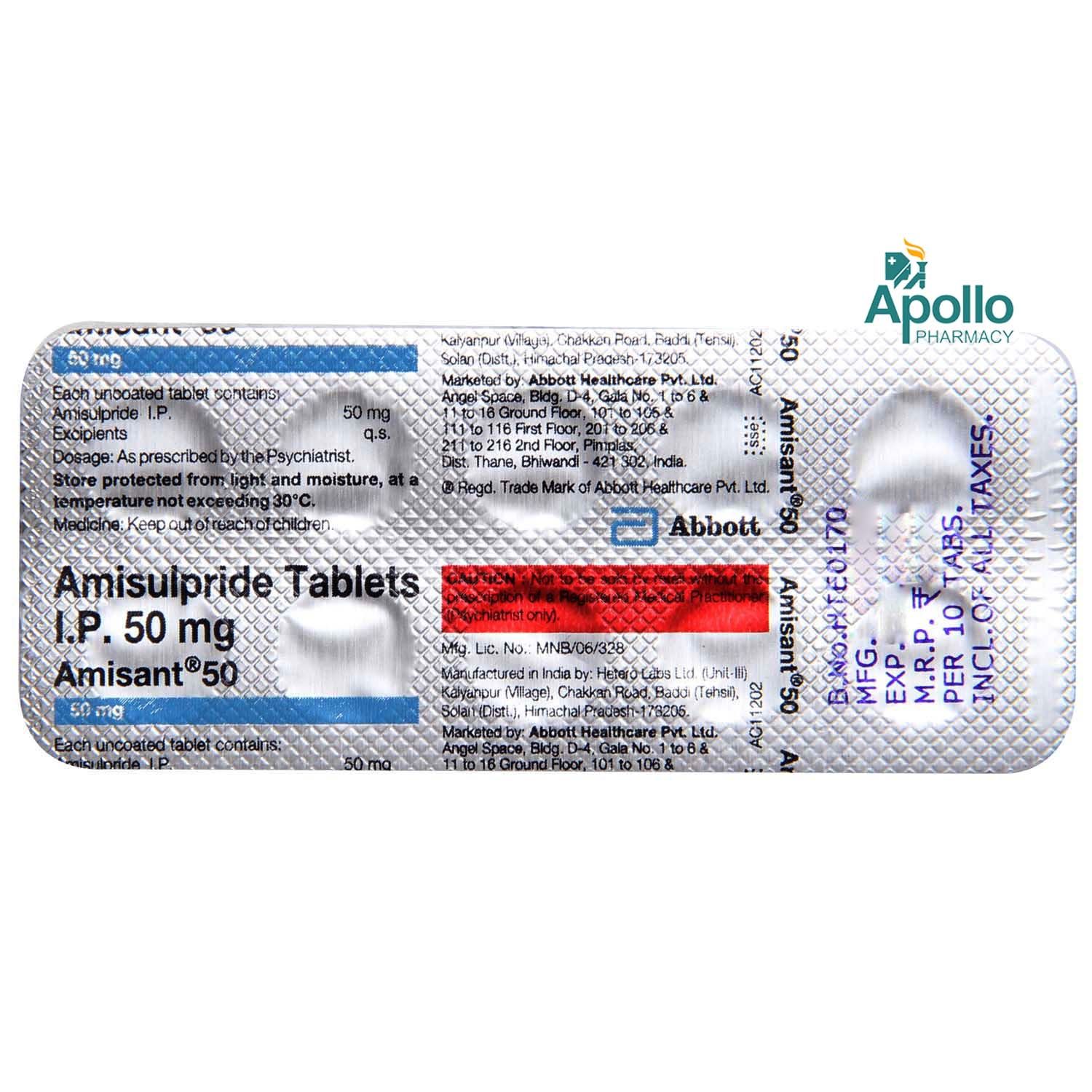 Amisant 50 Tablet 10's Price, Uses, Side Effects, Composition - Apollo ...