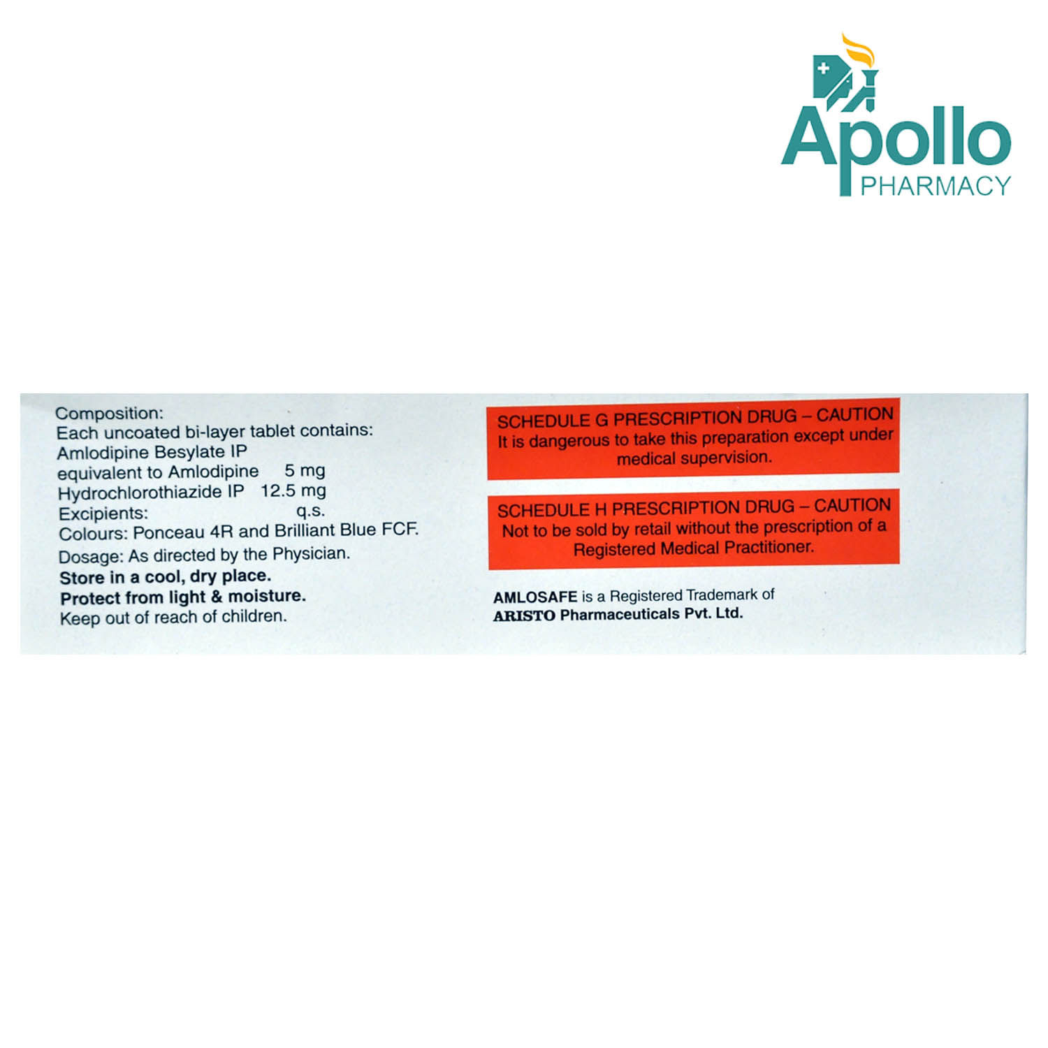 Amlosafe H Tablet 10's Price, Uses, Side Effects, Composition - Apollo ...