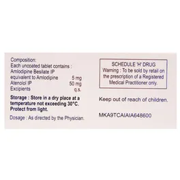 Amlodac AT 5 mg/50 mg Tablet | Uses, Side Effects, Price | Apollo Pharmacy