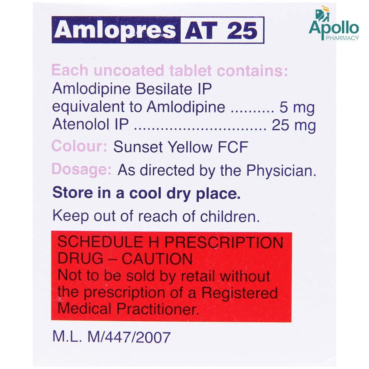 Amlopres AT 25 Tablet 15's Price, Uses, Side Effects, Composition ...