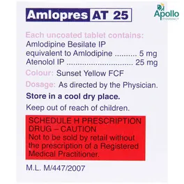 Amlopres AT 25 Tablet | Uses, Side Effects, Price | Apollo Pharmacy