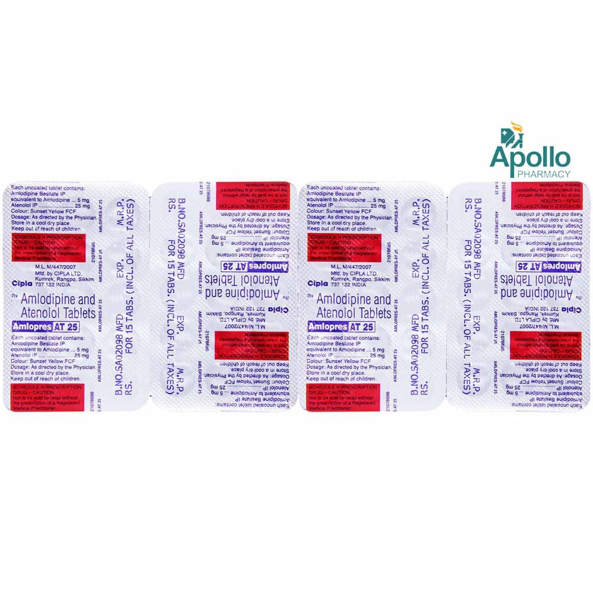 Amlopres AT 25 Tablet | Uses, Side Effects, Price | Apollo Pharmacy