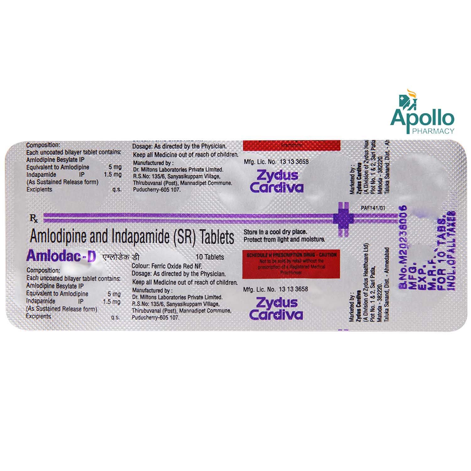 Amlodac D Tablet 10's Price, Uses, Side Effects, Composition - Apollo ...