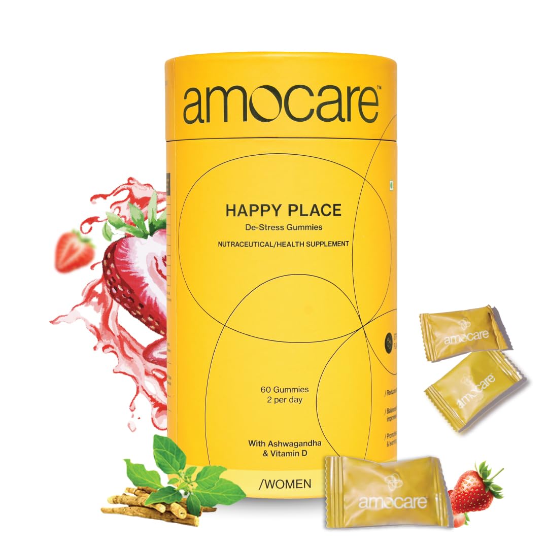 Buy Amocare Happy Place De-Stress for Women, 60 Gummies | 19 Minutes ...