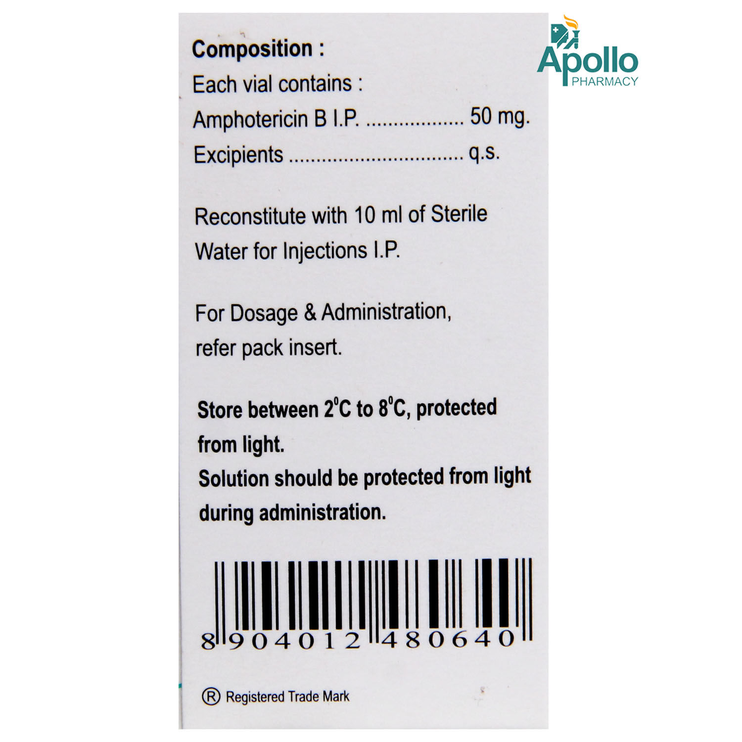 Amphotret 50 mg Injection 1's Price, Uses, Side Effects, Composition ...