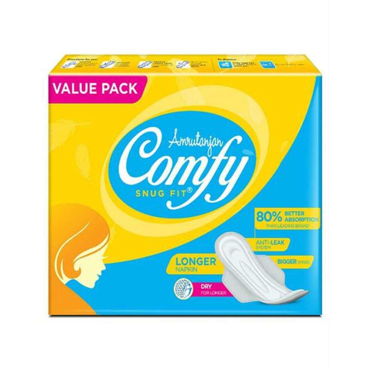 Amrutanjan Comfy Snug Fit Longer Napkin Sanitary Pads, 18 Count Price ...