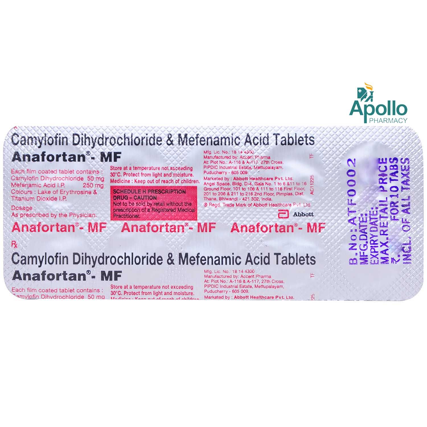 Anafortan MF Tablet | Uses, Side Effects, Price | Apollo Pharmacy