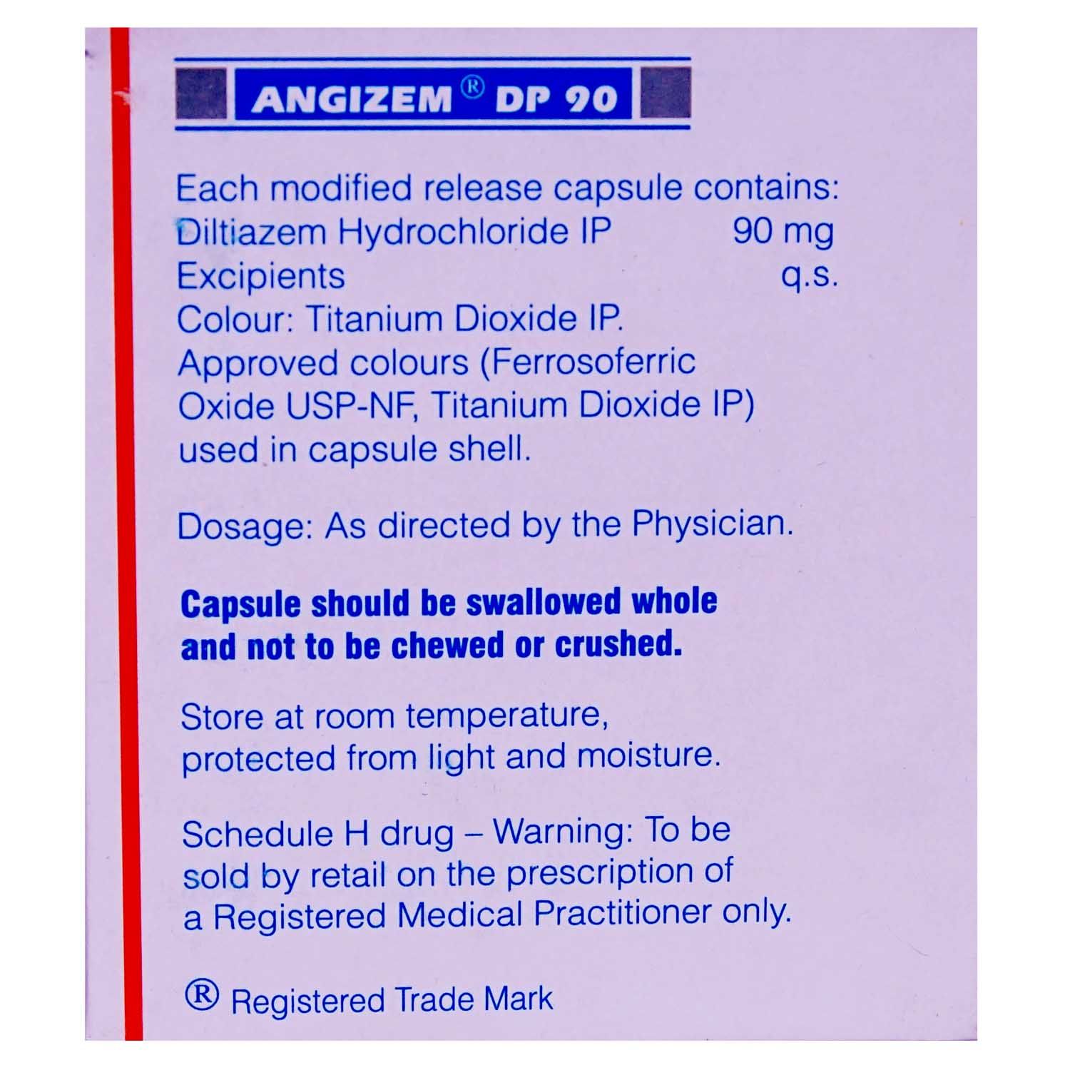 Angizem DP 90 Capsule 10's Price, Uses, Side Effects, Composition ...