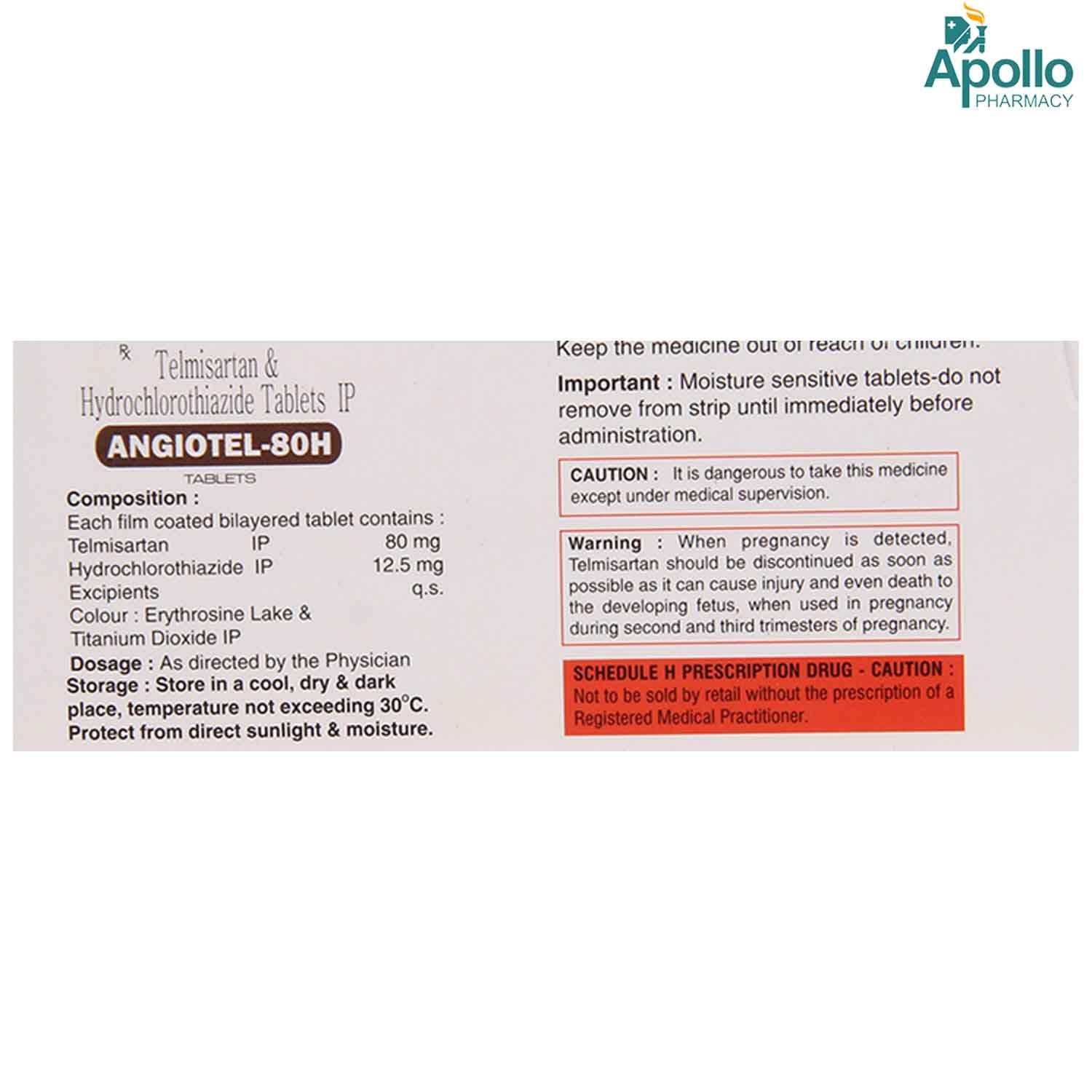 Angiotel-80H Tablet 10's Price, Uses, Side Effects, Composition ...