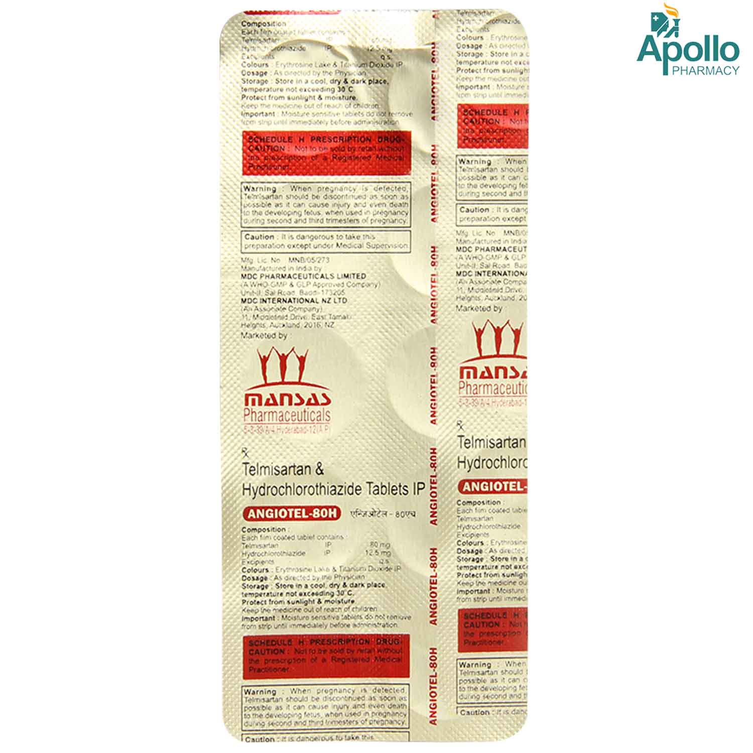 Angiotel-80H Tablet 10's Price, Uses, Side Effects, Composition ...