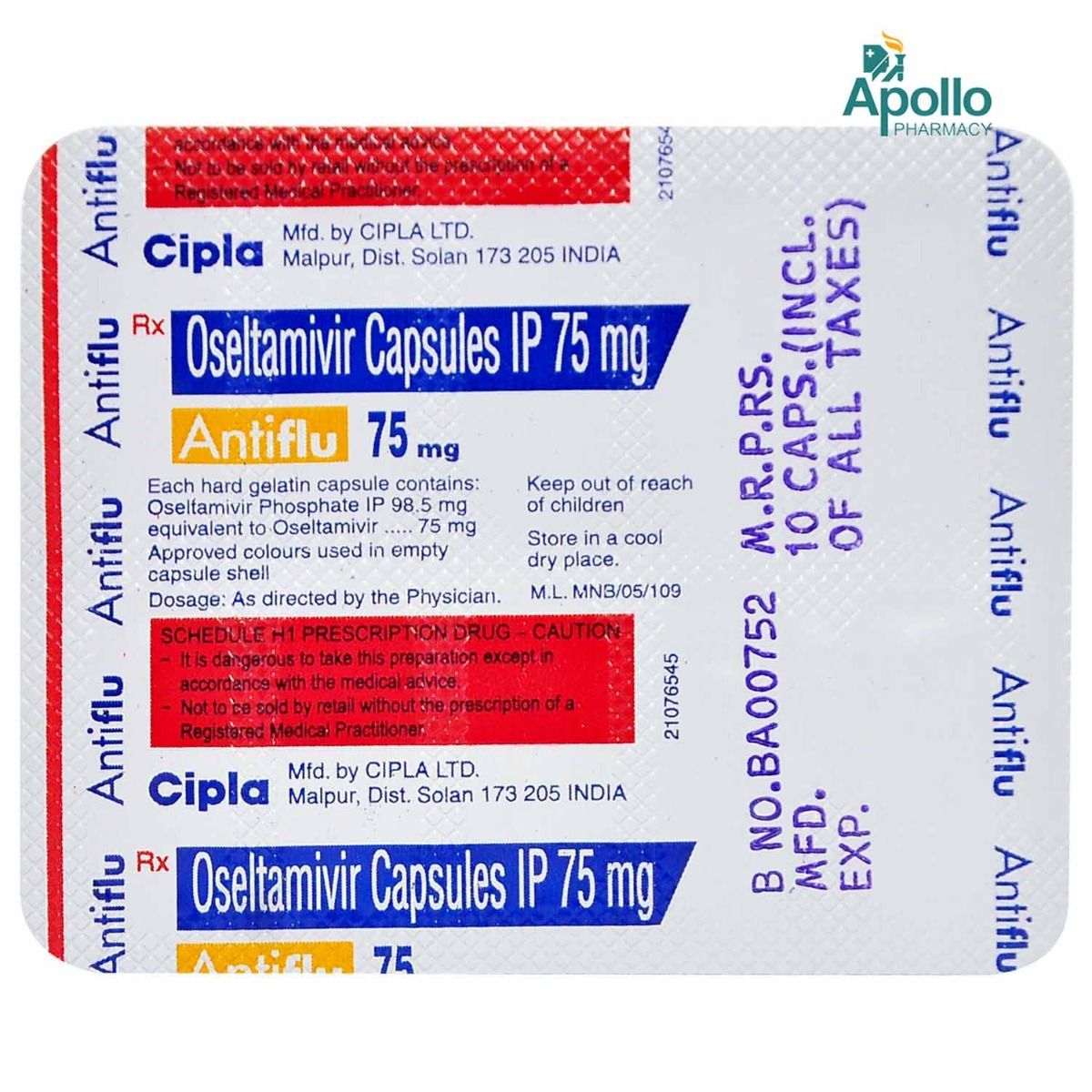 Antiflu 75 mg Capsule | Uses, Side Effects, Price | Apollo Pharmacy