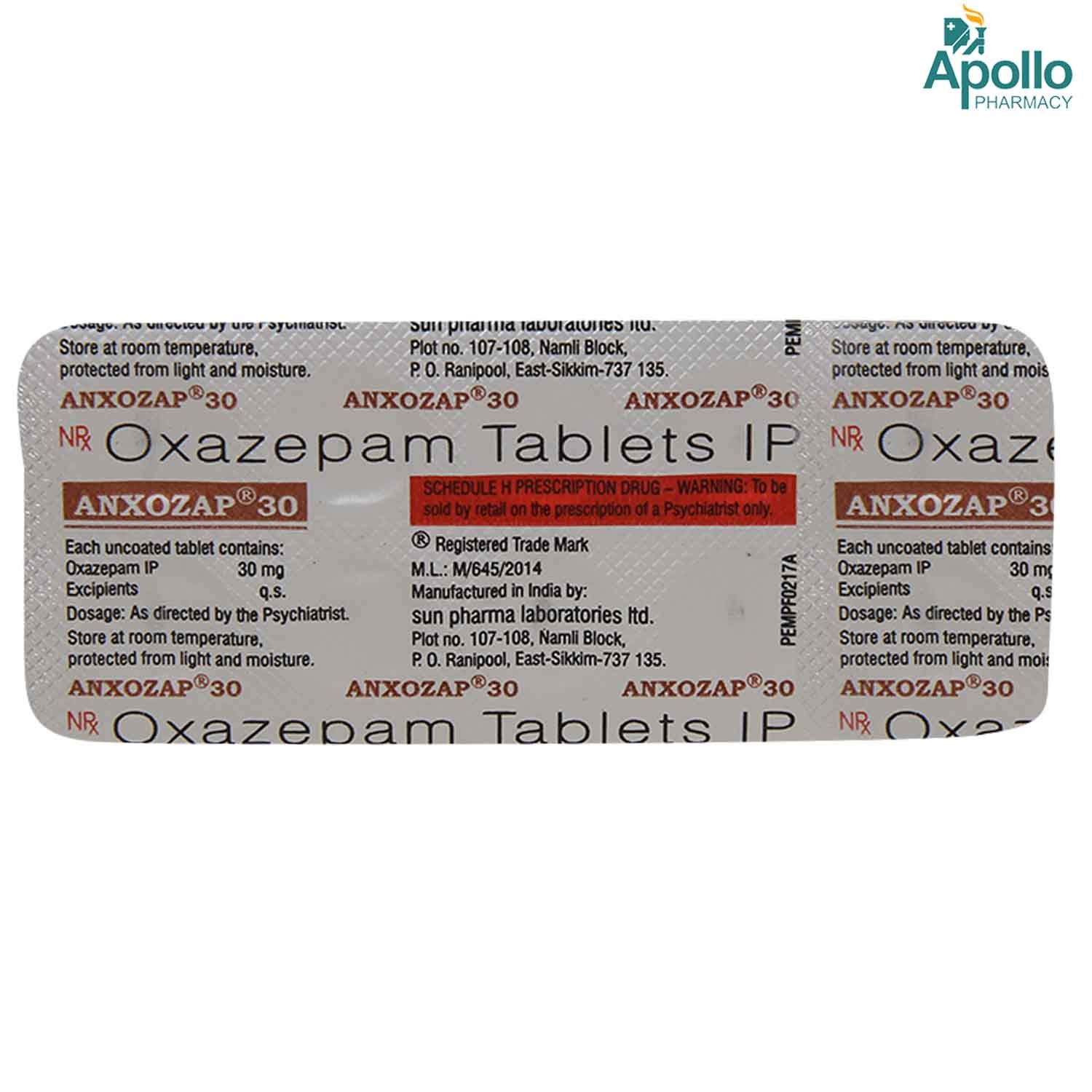 Anxozap 30 Tablet 10's Price, Uses, Side Effects, Composition - Apollo ...