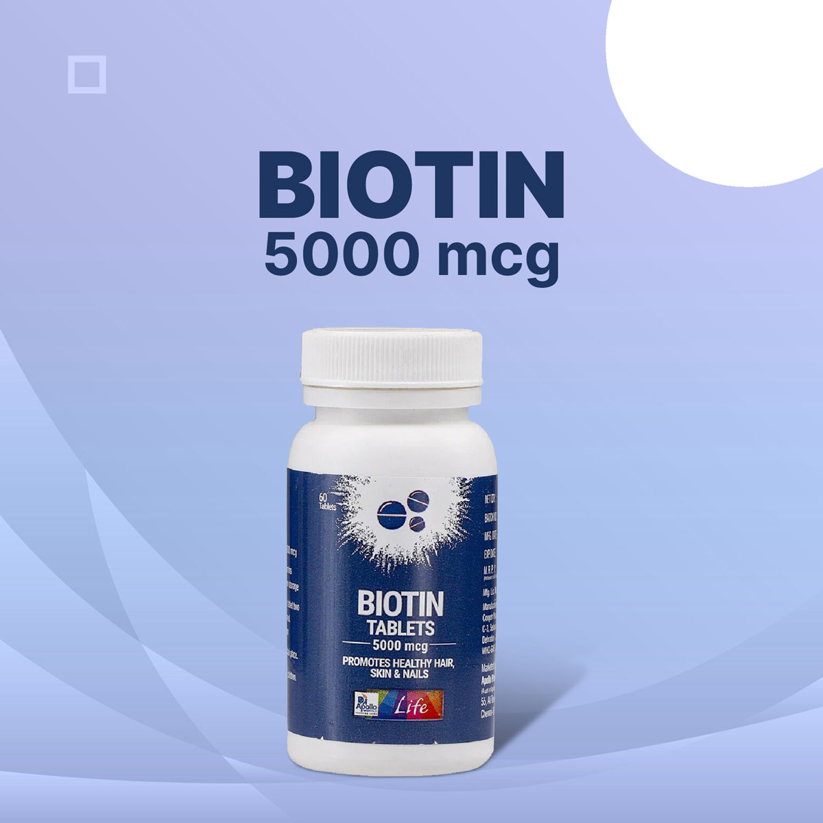 Apollo Life Biotin 5000 mcg, 60 Tablets Price, Uses, Side Effects ...