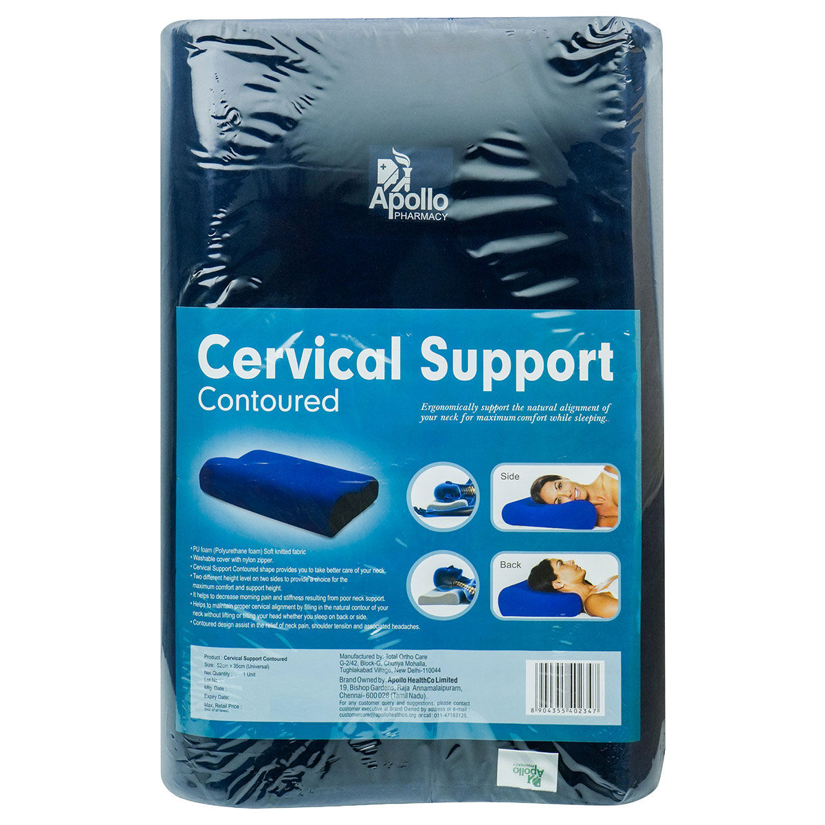 Buy Apollo Pharmacy Cervical Support Pillow Universal, 1 Count | 19 ...