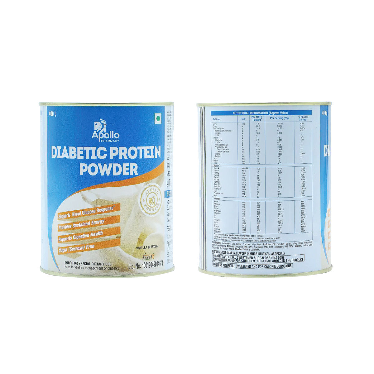 Apollo Pharmacy Diabetic Vanilla Flavour Protein Powder, 400 gm Price ...