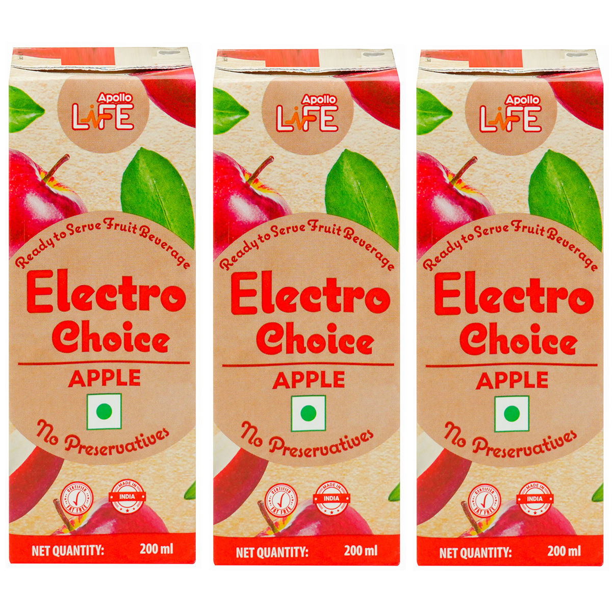 Buy Apollo Life Electro Choice Apple Flavour Liquid 600 ml, (3x200 ml ...