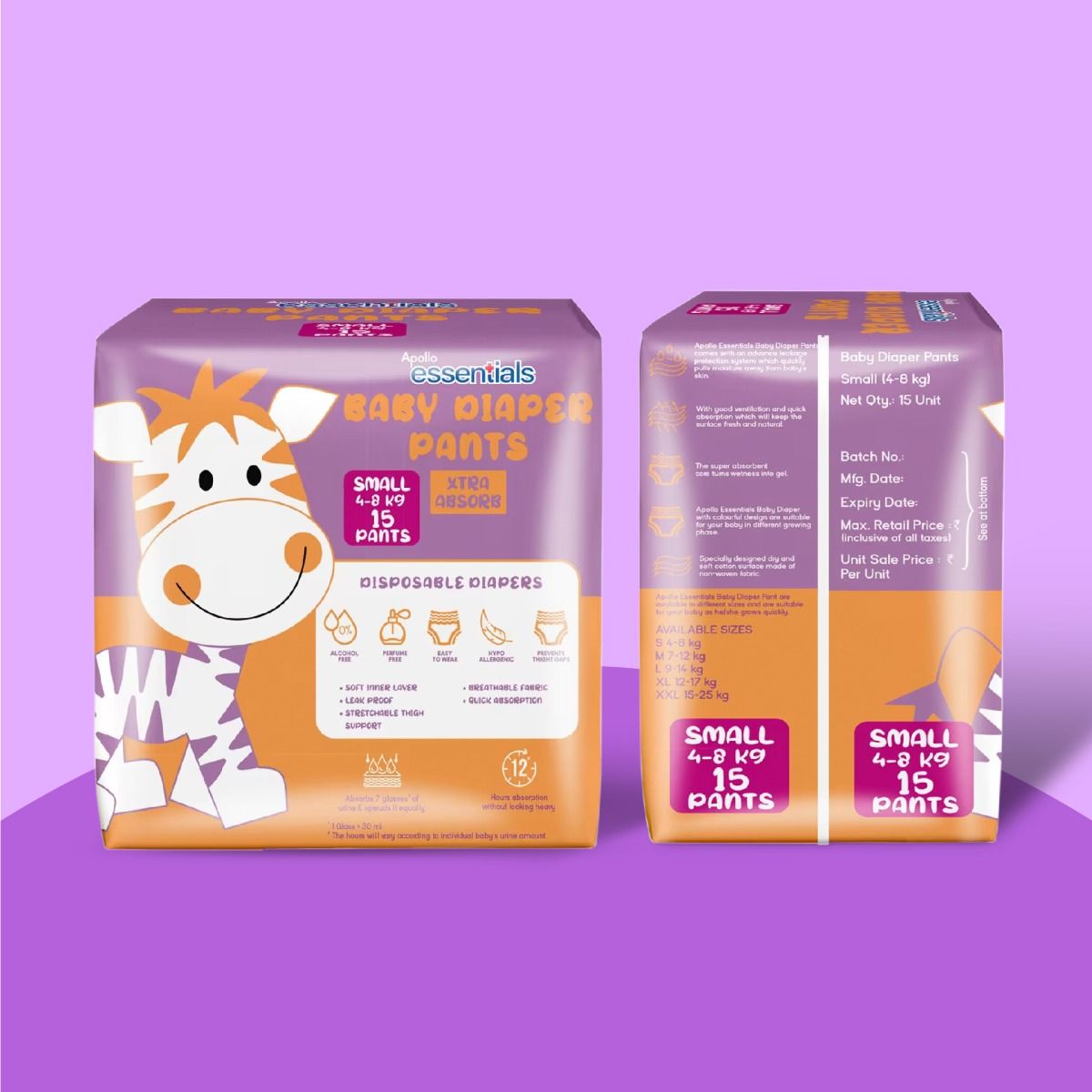 Apollo Essentials Extra Absorb Baby Diaper Pants Small, 15 Count Price ...