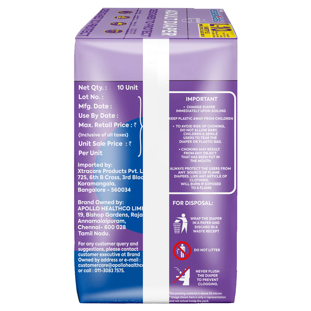 Buy Apollo Essentials Adult Diaper Pant Style Unisex Large, 10 Count ...