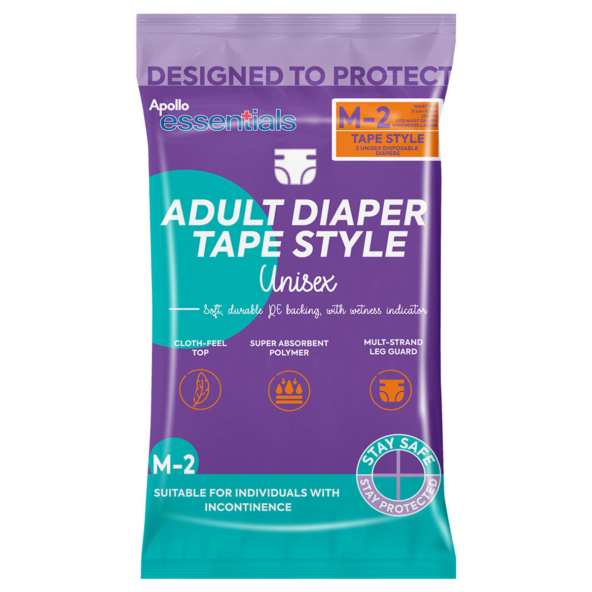 Buy Apollo Essentials Adult Diaper Tape Style Unisex Medium, 2 Count ...