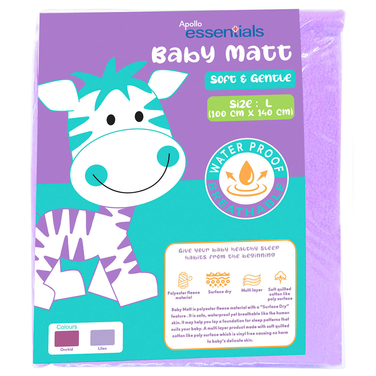 Buy Apollo Essentials Baby Matt (Lilac) 100cm x 140cm Large, 1 Count ...