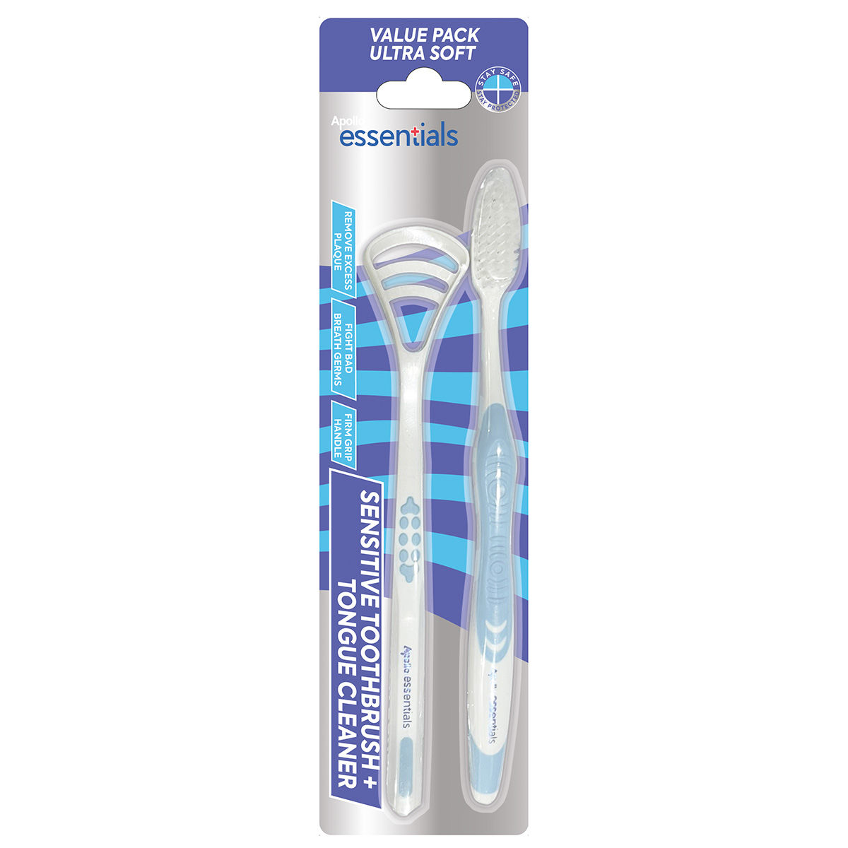 Buy Apollo Essentials Sensitive Toothbrush with Tongue Cleaner, 2 Count ...