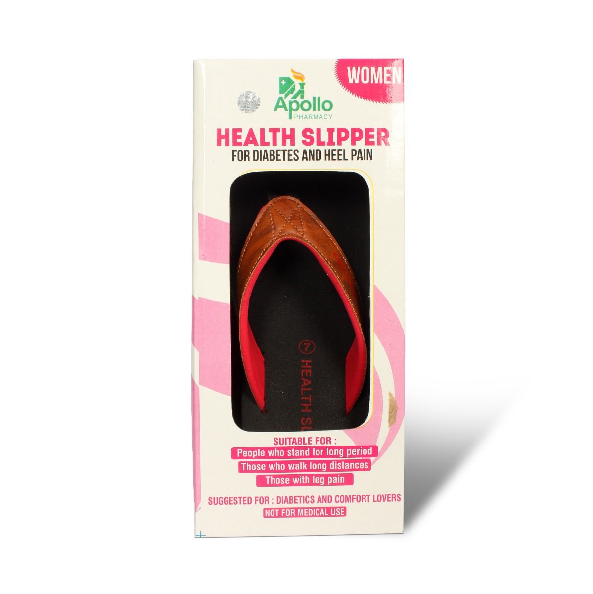 Apollo Pharmacy Diabetes & Heel Pain Health Slipper For Women, Size-7 ...