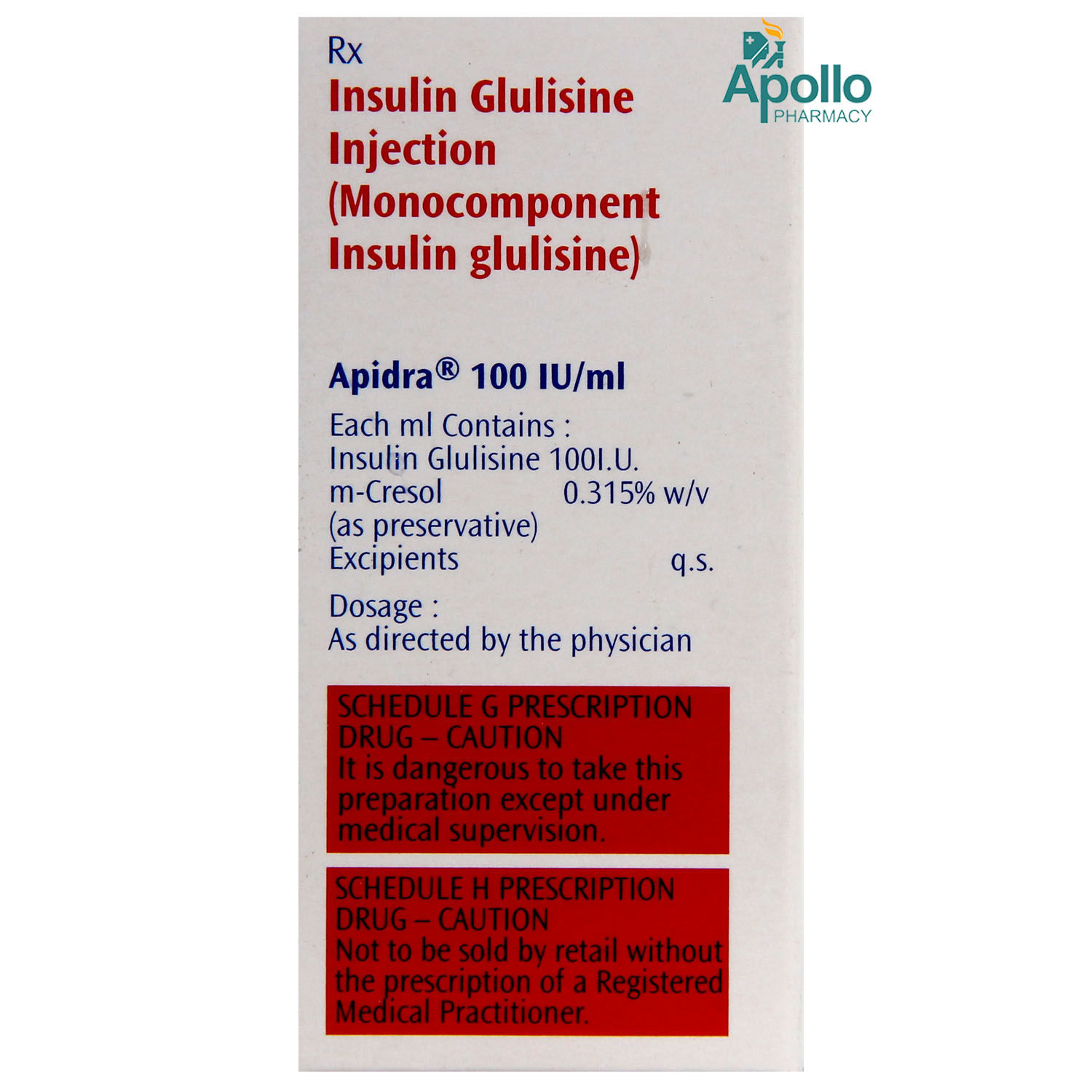 Apidra 100IU / ml Injection 10 ml Price, Uses, Side Effects ...