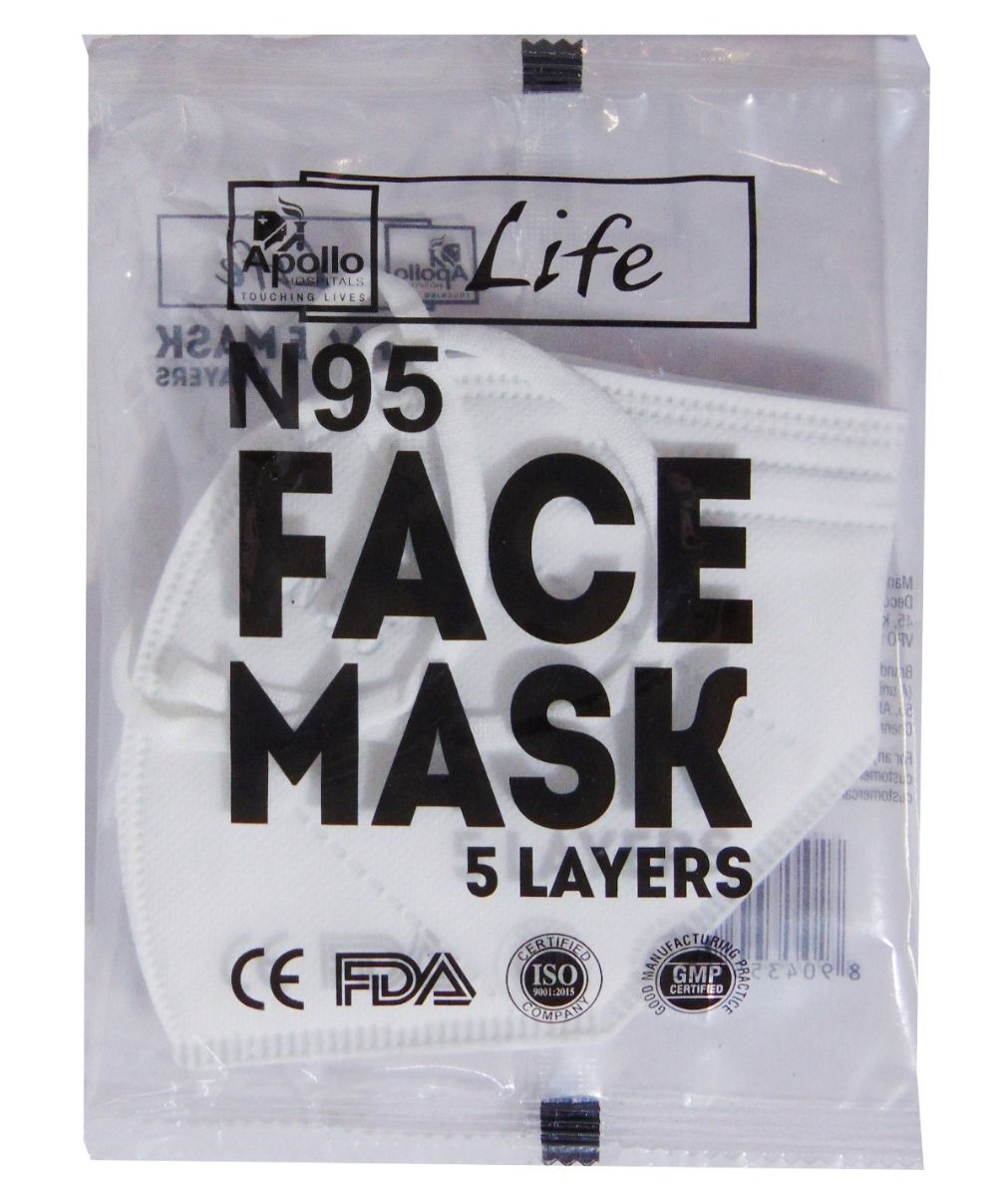 Apollo Life N95 5 Layers Face Mask, 3 Count Price, Uses, Side Effects ...