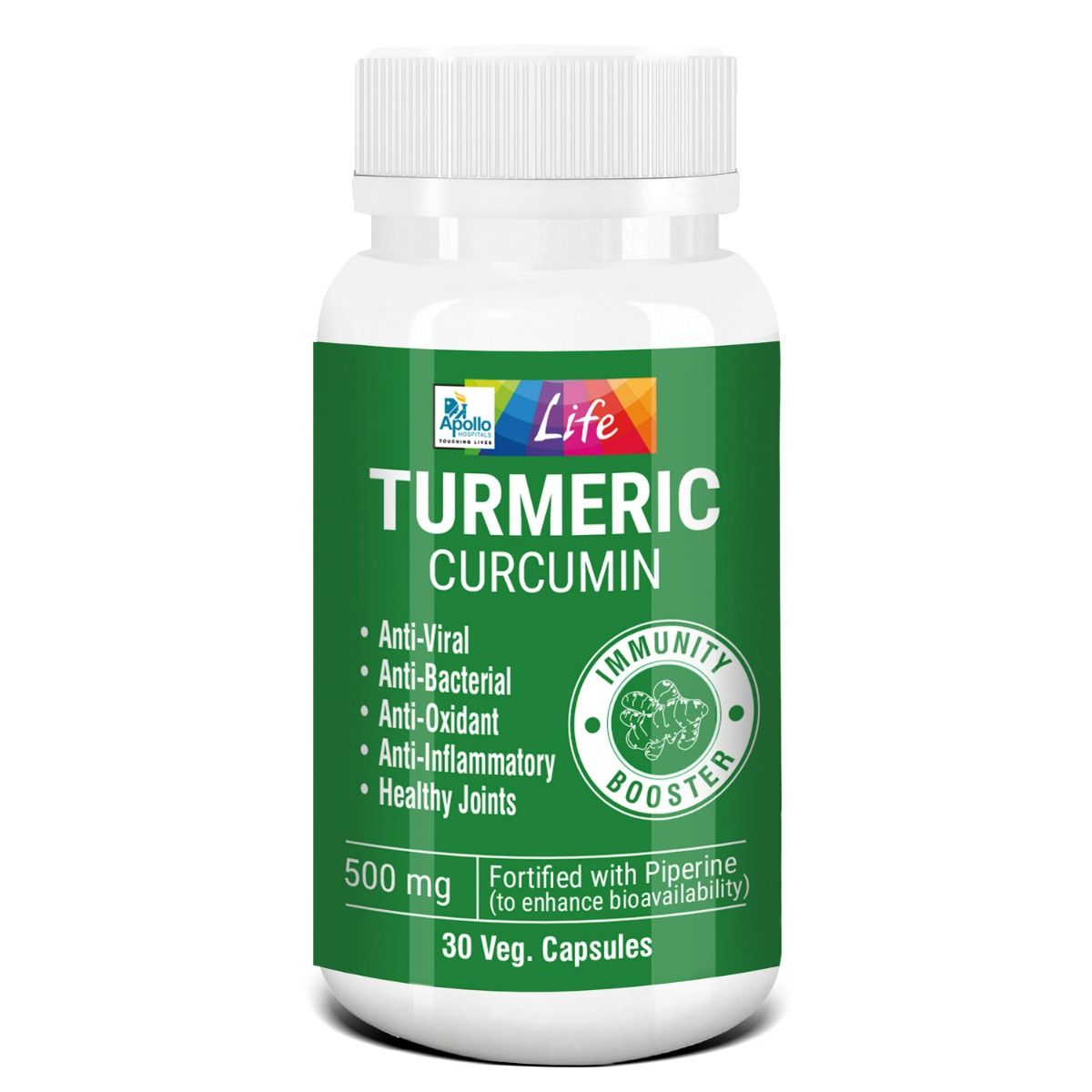 Buy Apollo Life Turmeric Curcumin 500 mg, 30 Capsules | 19 Minutes ...