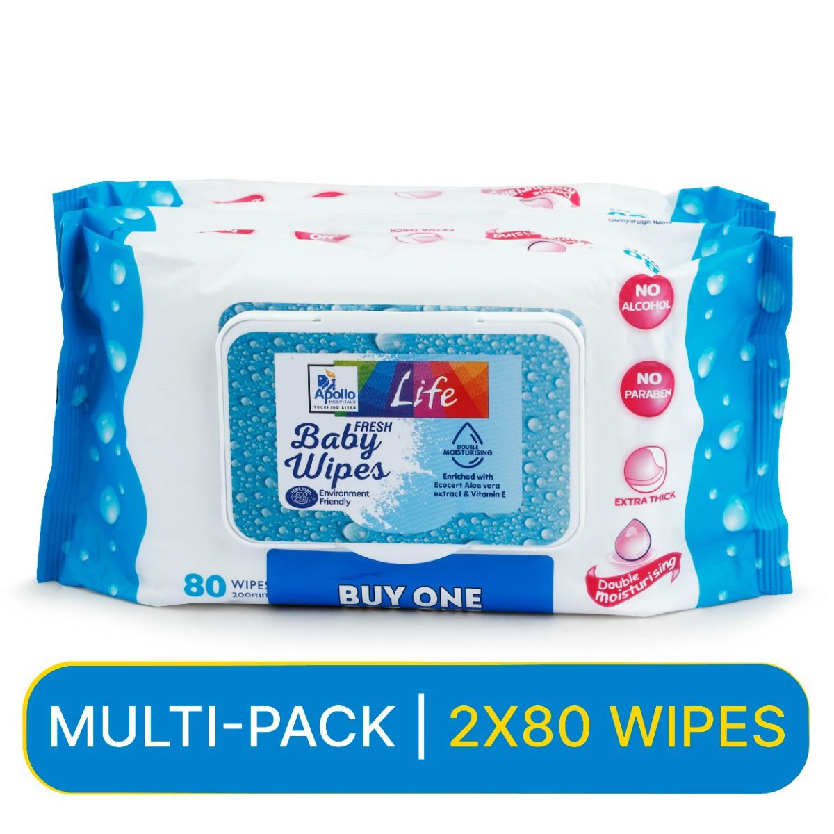 Apollo Life Fresh Baby Wipes, 160 Count (2x80 Wipes) Price, Uses, Side ...